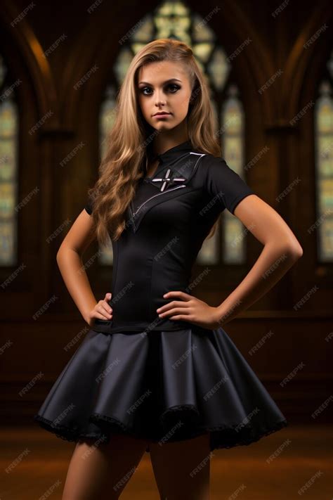 Premium Ai Image Girl Full Body Standing In Gymnastics Uniform