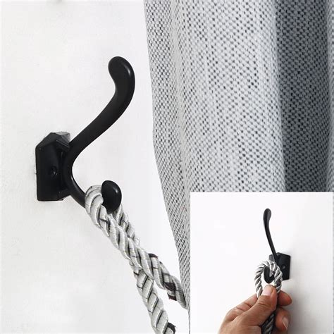 5pcs Zinc Alloy Window Curtain Tieback Clothes Hook Vintage Wall Holdback Hooks Black