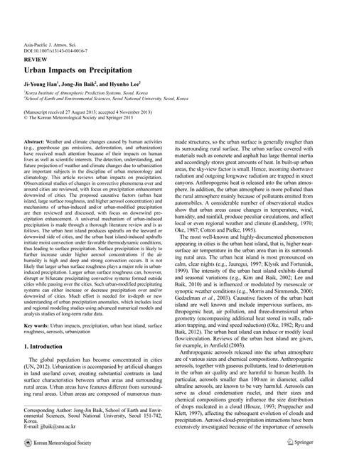Pdf Urban Impacts On Precipitation