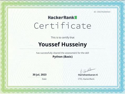 Youssef Husseiny On Linkedin Hackerrank