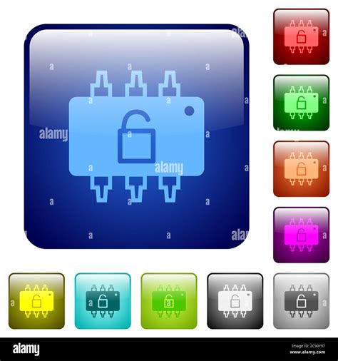 Hardware Unlocked Icons In Rounded Square Color Glossy Button Set Stock Vector Image And Art Alamy