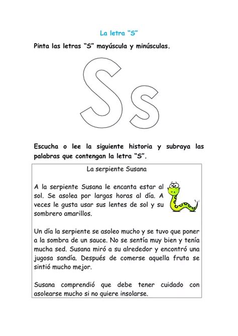 ¡descarga Aquí Actividades Con La Letra S Para Tus Clases Profesocial