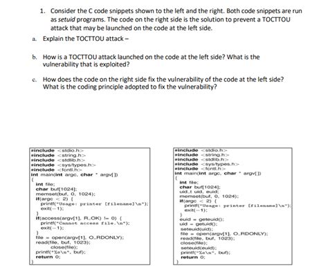 1 Consider The C Code Snippets Shown To The Left And Chegg