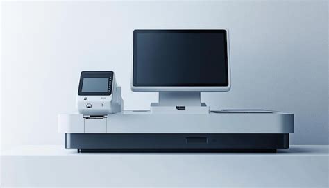 A Computer Monitor And A Printer On A White Desk Premium Ai Generated