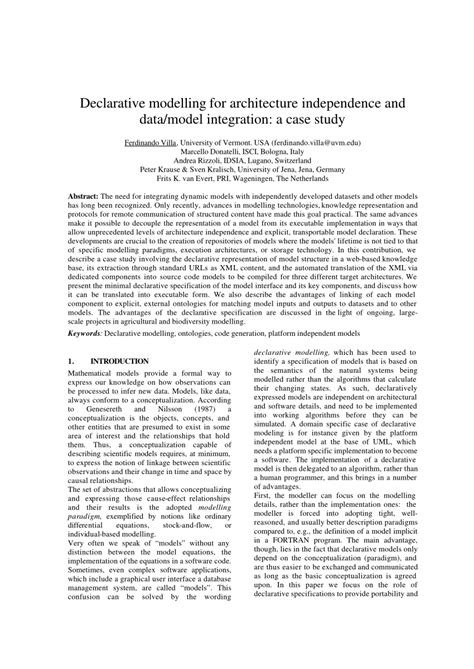Pdf Declarative Modelling For Architecture Independence And Data