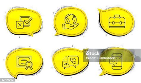 포트폴리오 미소 및 확인란 아이콘 세트 24시간 서비스 기호 비즈니스 사례 전화 피드백 설문 조사 선택 벡터 가방에 대한 스톡 벡터 아트 및 기타 이미지 Istock