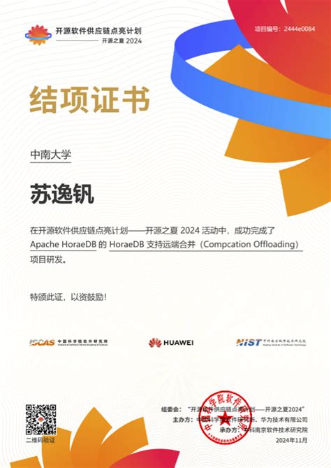 2024 开源之夏结束，horaedb 参与同学获得最具潜力奖！ Apache Horaedb