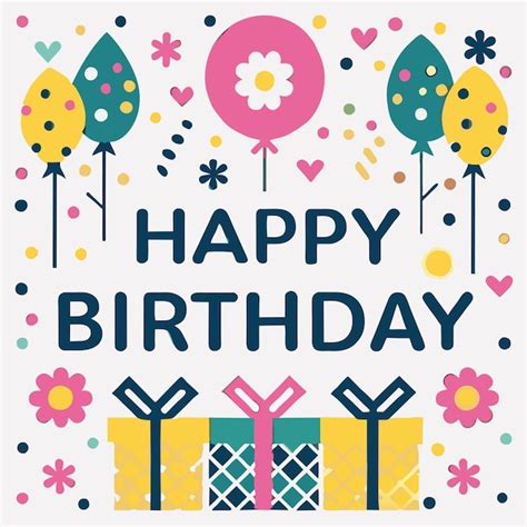 Векторная иллюстрация поздравительной карточки с днем рождения Премиум векторы