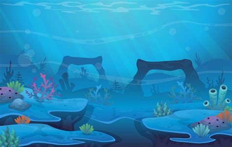 Premium Vector Under Water Sea 2d Video Game Background