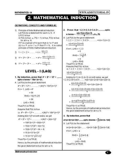 Mathematical Induction 1a Pdf Metalogic Logic