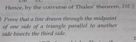 Hence By The Converse Of Thales Theorem De∥ Prove That A Line Drawn Th