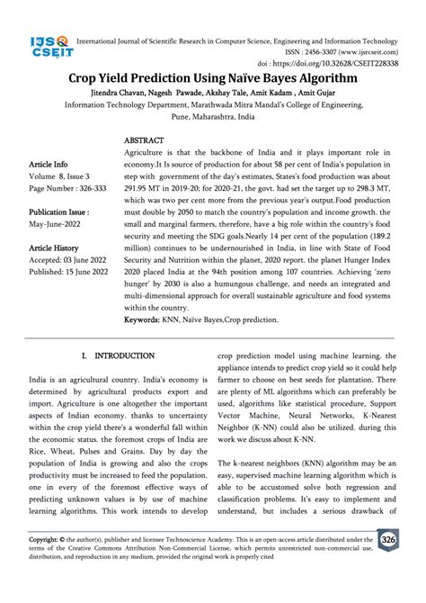 PDF Crop Yield Prediction Using Naïve Bayes Algorithm