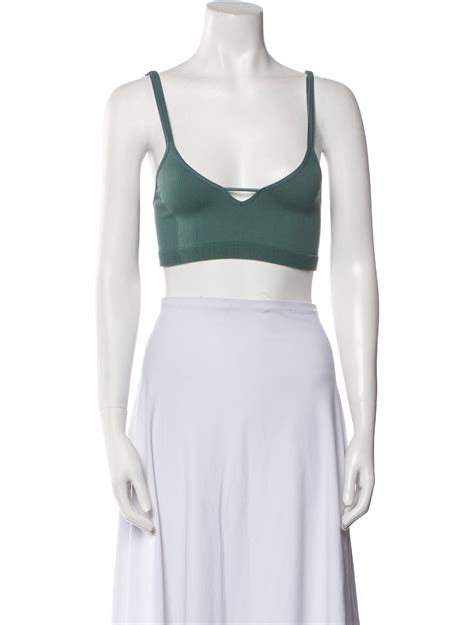 Susanne Lively V Neck Sleeveless Crop Top Green Tops Clothing