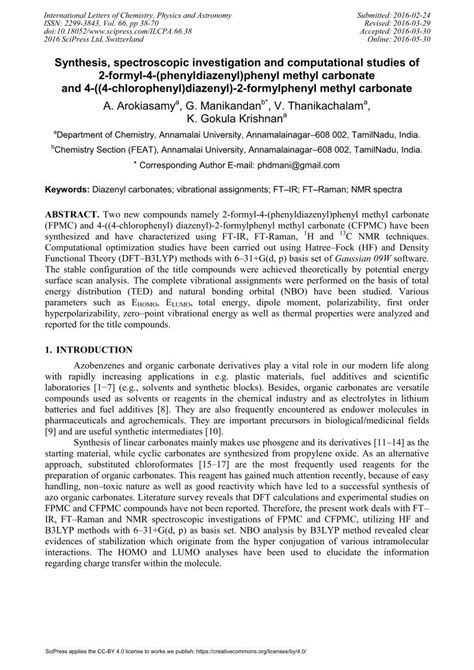 Pdf Synthesis Spectroscopic Investigation And Surface Scan Analysis The Complete