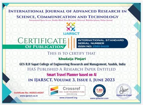 Khudaija Pinjari On Linkedin Ijarsct Researchpaper Machinelearning Engineering