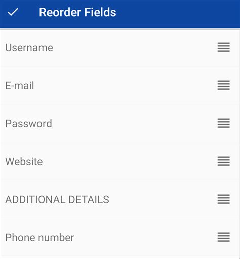 customizing fields in enpass