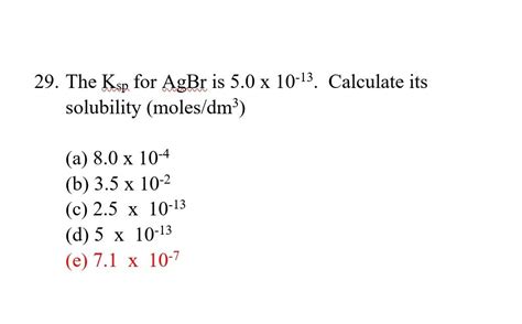Solved 29 The Mathrm K Mathrm Sp For Chegg