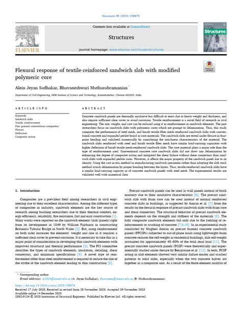 Flexural Response Of Textile Reinforced Sandwich Slab With Modified