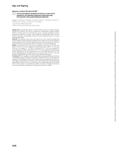 Pdf 329 Anticholinergic Burden In People Living With Dementia Attending Geriatric Medicine And