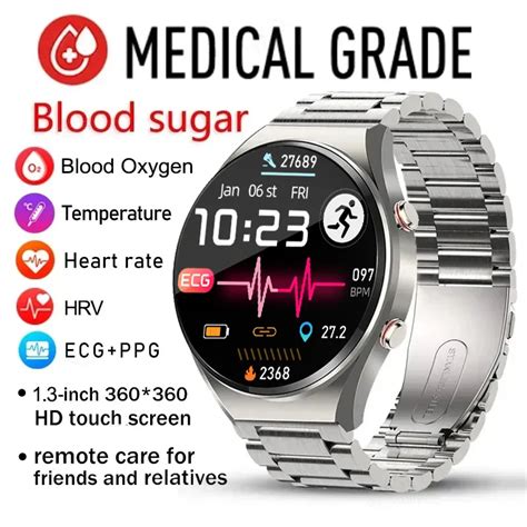 정확한 혈당 측정 Ecg Ppg 스마트 워치 남성 심박수 혈액 산소 건강 스마트워치 Ip68 방수 스포츠 시계 Aliexpress