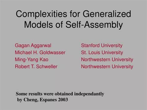 Ppt Complexities For Generalized Models Of Self Assembly Powerpoint