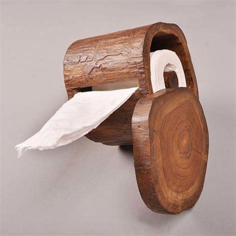 Wooden Tree Trunk Toilet Paper Holder Decoratormall