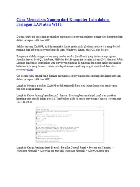 Cara Mengakses Xampp Dari Komputer Lain Dalam Jaringan Lan Atau Wifi Pdf