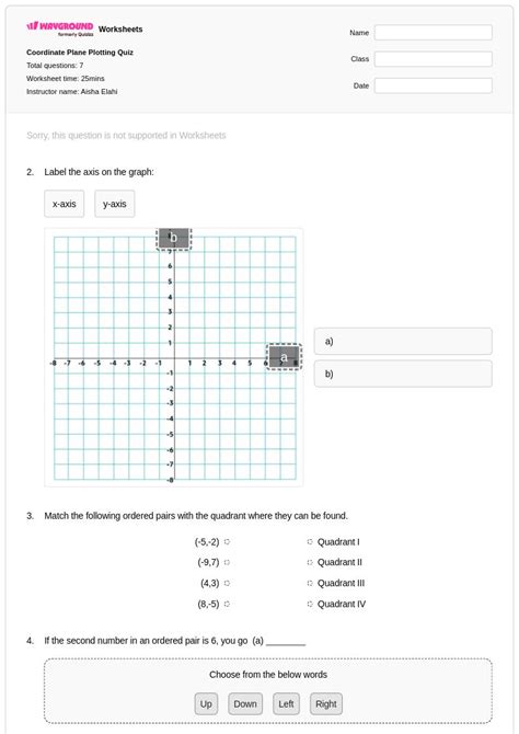 50 Coordinate Points On A Plane Worksheets For Grade 6 On Wayground