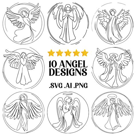 10 Angel Designs Digital Download For Engraving Printing And More