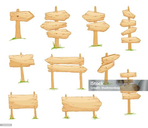 간판 생성 집합입니다 나만의 디자인을 구축하세요 다른 모양과 크기의 나무 보드 만화 스타일 일러스트 조언에 대한 스톡 벡터 아트 및 기타 이미지 Istock