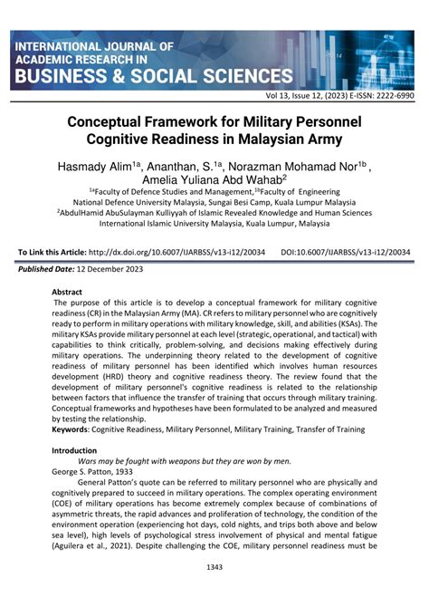 Pdf Conceptual Framework For Military Personnel Cognitive Readiness