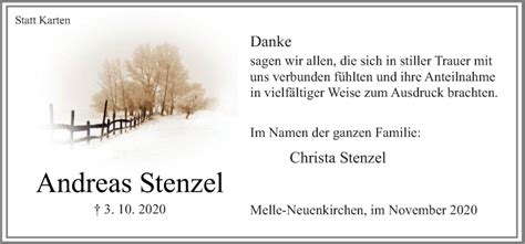 Traueranzeigen Von Andreas Stenzel Noz Trauerportal