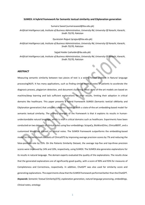 Pdf Sumex A Hybrid Framework For Semantic Textual Similarity And