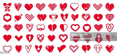 다양한 모양과 개념로 고고 또는 아이콘 사랑과 관리 건강과 심장학 기하학적 및 낮은 폴리 심장 모양 기호의 컬렉션의 하트 큰 벡터 세트 심장에 대한 스톡 벡터 아트 및 기타