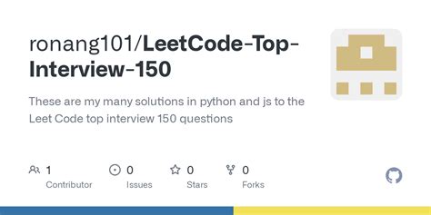 Github Ronang101leetcode Top Interview 150 These Are My Many