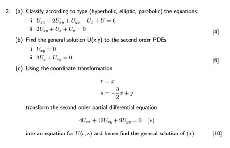 Solved A Classify According To Type Hyperbolic Elliptic