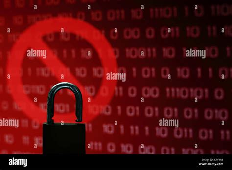 visus or hacked computer screen red binary computer code ransom screen