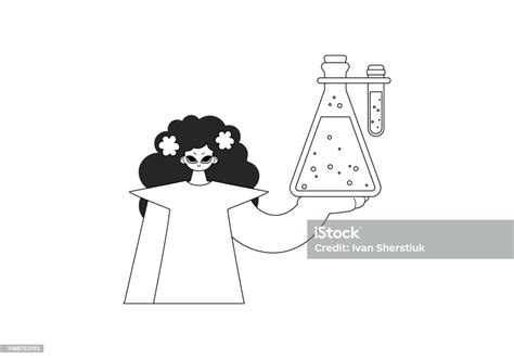 화학적 충돌로 활력을 불어넣은 여성 학습 과목 희미하고 하얀 선의 장인 정신 트렌디한 스타일 벡터 일러스트레이션 검사 보기에 대한 스톡 벡터 아트 및 기타 이미지 Istock