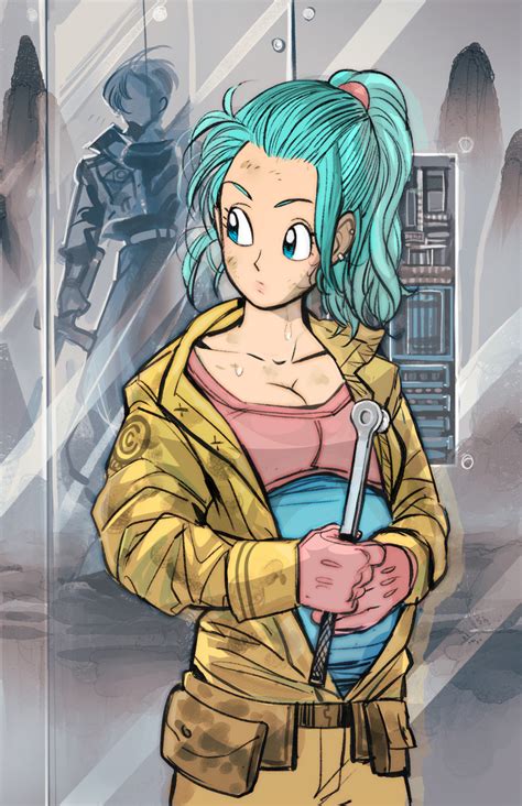 Rule 34 Amartbee Aqua Eyes Aqua Hair Breasts Bulma Future Bulma Briefs Cleavage Commentary