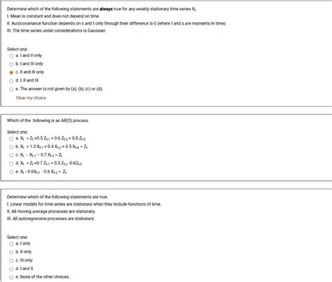 Solved Determine Which Of The Following Statements Are Always True For Any Weakly Stationary