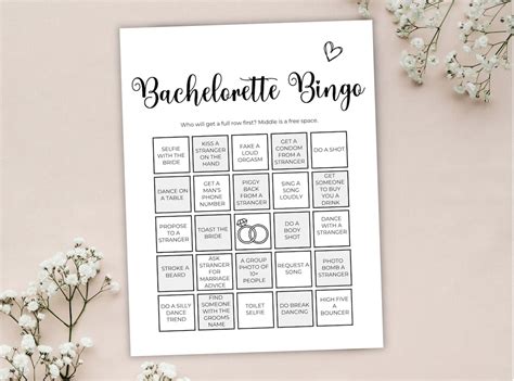 Bachelorette Bingo Printable Bachelorette Party Game Hen Party Game