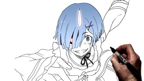 How To Draw Rem Demon Form Step By Step Re Zero Youtube