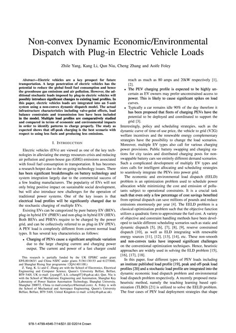 Pdf Non Convex Dynamic Economic Environmental Dispatch With Plug In Electric Vehicle Loads