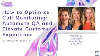 How To Optimize Call Monitoring Automate QA And Elevate Customer Experience PPT