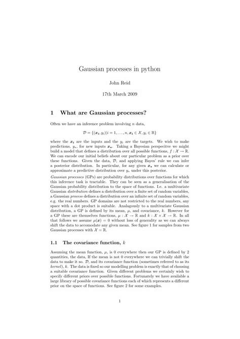 Pdf Gaussian Processes In Python University Of Cambridgesysbiomrc