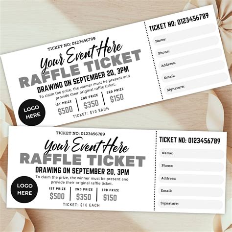 Customizable Raffle Ticket Template For Events Fundraiser Raffle