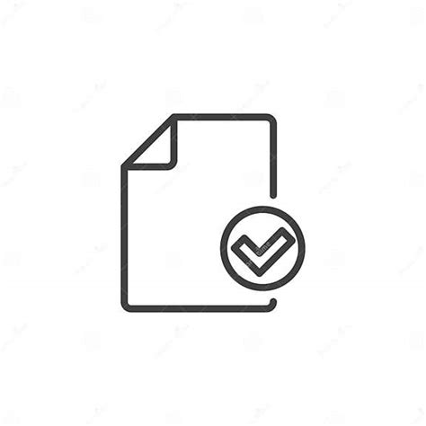 Document With Checkmark Line Icon Stock Vector Illustration Of