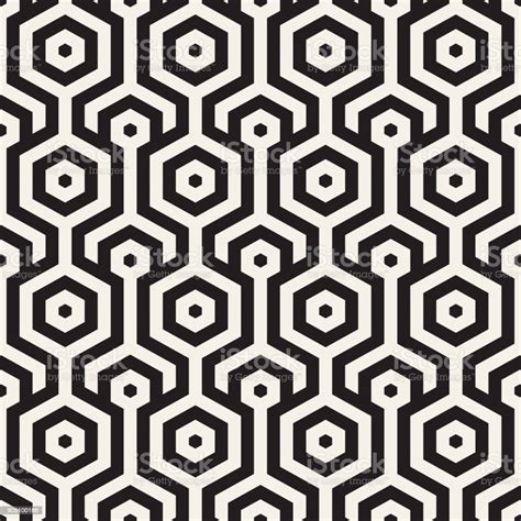 원활한 벡터 패턴 줄무늬 흑백 격자와 현대적인 세련 된 텍스처입니다 기하학적 인 6 각형 격자를 반복 간단한 격자 디자인입니다 0명에 대한 스톡 벡터 아트 및 기타 이미지