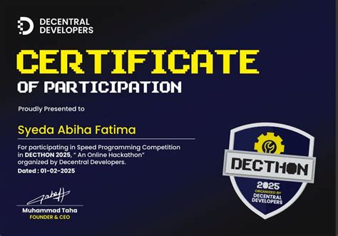 Decthon2025 Speedprogramming Codingjourney Grateful Syeda Abiha