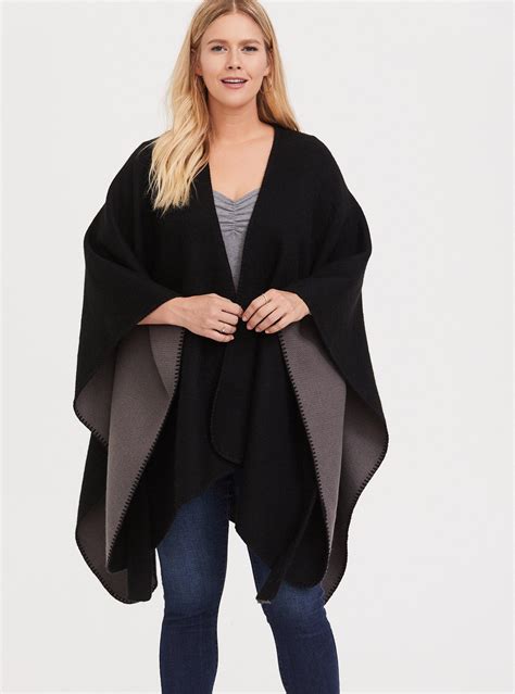 Plus Size Black Reversible Belted Ruana Torrid